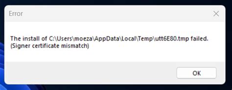 Windows The Install Of Temputt6e80tmp Failed Signer Certificate