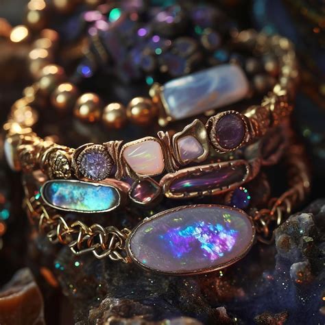 Premium Photo A Stack Of Bracelets With Different Gemstones