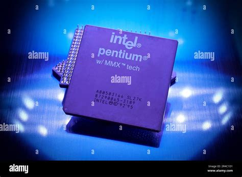 Intel Pentium Mmx Microprocessor Close Up Early Intel Pentium Cpu
