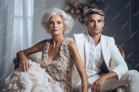 Premium Ai Image A Mature Woman And A Young Man In A Close Embrace