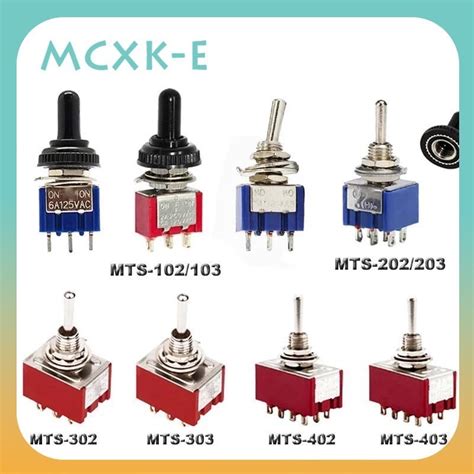 Mcxk e สวตชโยกเปดปด SPDT DPDT 6 มม MTS 102 5A 6A 125V 3A 250 AC Mini 3 6PIN 1 ชน ตอลอต