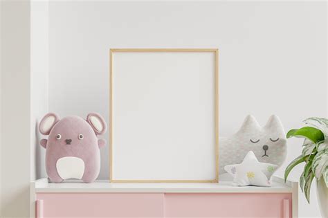 아이 룸 인테리어의 포스터 빈 흰색 벽 배경에 포스터를 모의 0명에 대한 스톡 사진 및 기타 이미지 0명 가구 개념