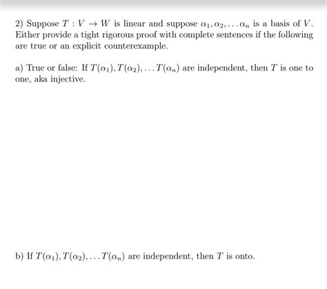 solved 2 suppose t v w is linear and suppose q1 q2