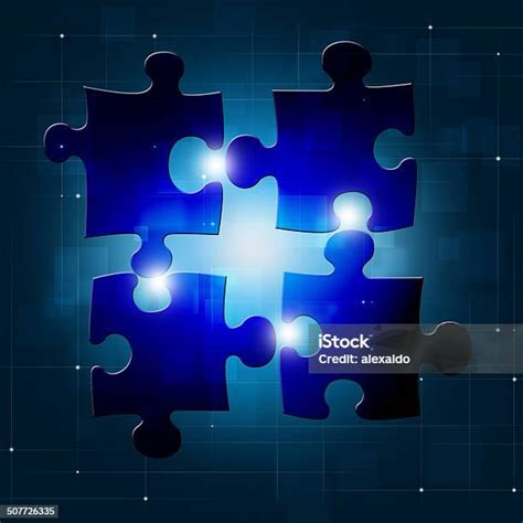 Puzzle Connection Blue Background向量圖形及更多一起圖片 一起 企業 動作 Istock