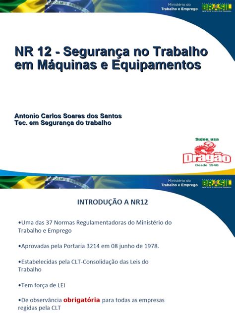 Apresentacao Nr 12 Pdf Segurança E Saúde Ocupacional