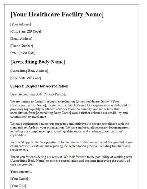 Letter Template For Healthcare Facility Accreditation Free Samples In
