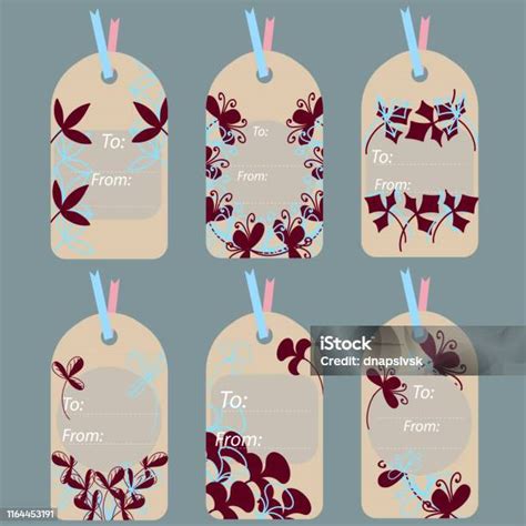 Label Abuabu Muda Dengan Tanaman Abstrak Warna Biru Muda Dan Merah
