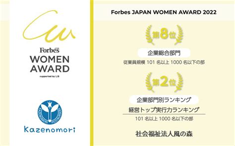 日本最大規模の女性アワード「forbes Japan Women Award 2022」企業総合部門（従業員規模 101名以上1000名以下の