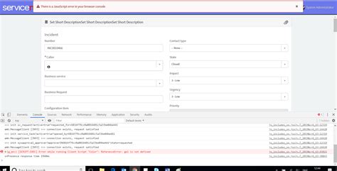 solved there is a javascript error in your browser conso servicenow community