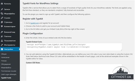Как правильно установить шрифт в тему Cms Wordpress Cityhost