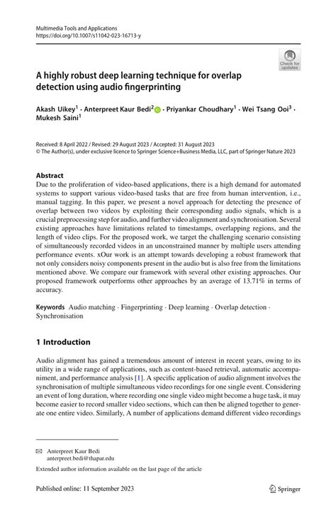 Pdf A Highly Robust Deep Learning Technique For Overlap Detection