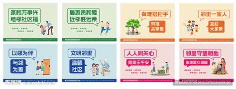 社区邻里关系手绘展板套图设计图 广告设计 广告设计 设计图库 昵图网