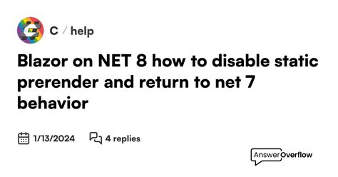 Blazor On Net 8 How To Disable Static Prerender And Return To Net 7