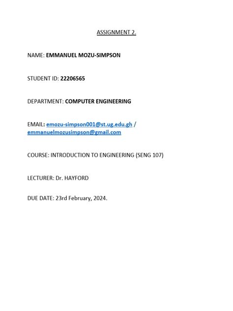 Intro To Eng Assignment 2 Pdf Biomedical Engineering Engineering