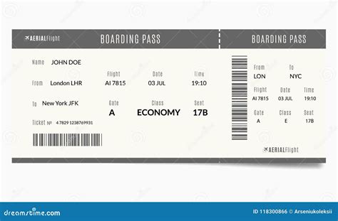 Realistic Boarding Pass Illustration Stock Vector Illustration Of