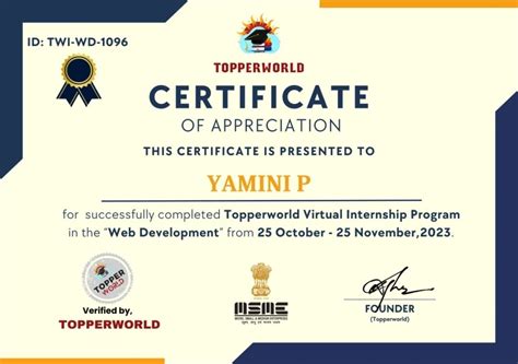 Yamini P On Linkedin Webdevelopment Virtualinternship Topperworld