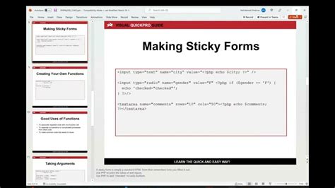 Web Programming Server Side Making Sticky Forms Ch3 Youtube