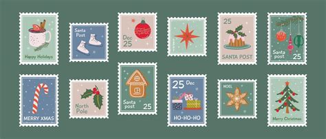 Vintage Christmas Stamps Christmas Set Of Vintage Postage Stamps