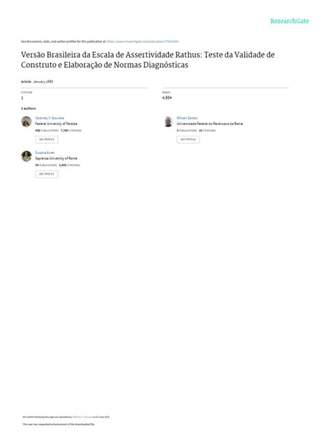 Versai Brasileira Da Escal De Assertividade De Rathus Pdf