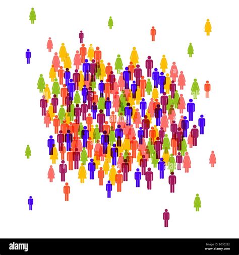 Motley Crowd Multicolored People Group Stick Figure Simple Icons