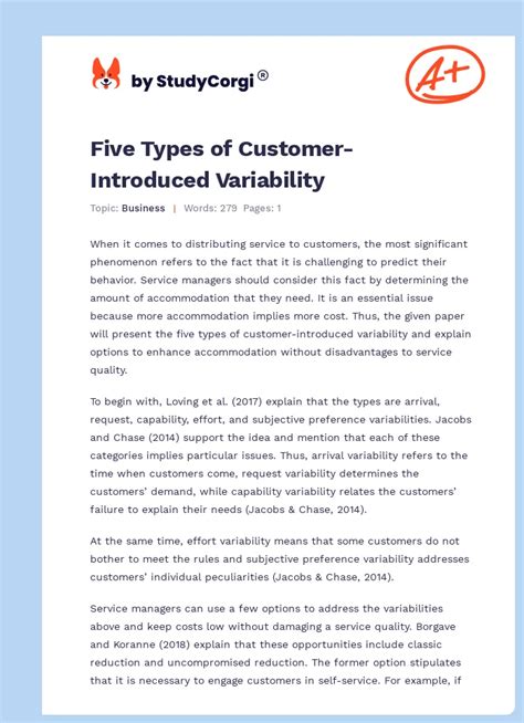 Five Types Of Customer Introduced Variability Free Essay Example