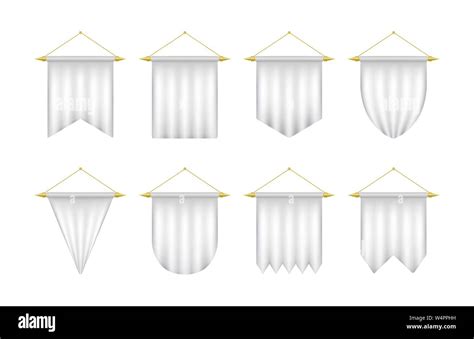 White Realistic Pennant Set Empty Triangle Banners Isolated On A White