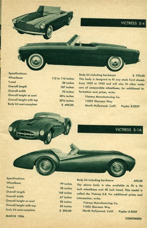 Fiberglass Buyers Guide Car Craft March 1956 Part 8 The Victress