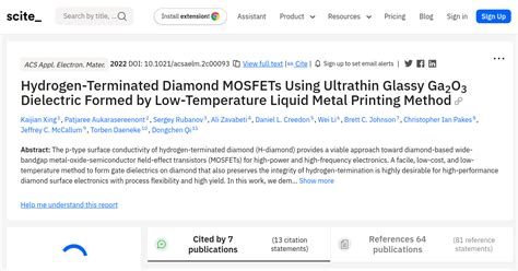 Hydrogen Terminated Diamond Mosfets Using Ultrathin Glassy Ga 2 O 3 Dielectric Formed By Low