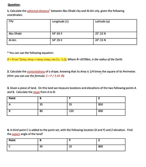 Solved Question Calculate The Spherical Distance Chegg