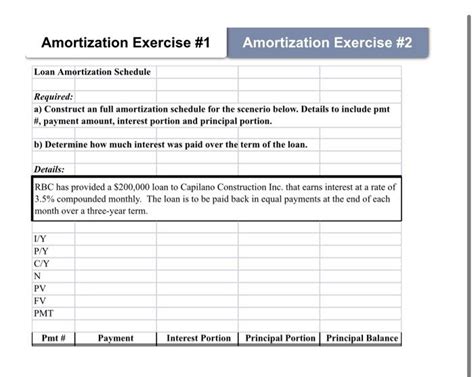 Solved Amortization Exercise 1 Amortization Exercise 2