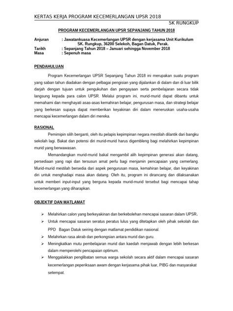 kertas kerja program kecemerlangan upsr 2018 1 pdf