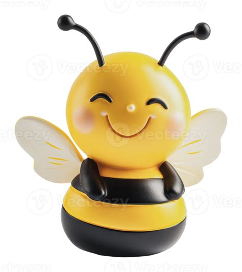 Cute Smiling Bee Character Sitting On A Surface 52656274 Png