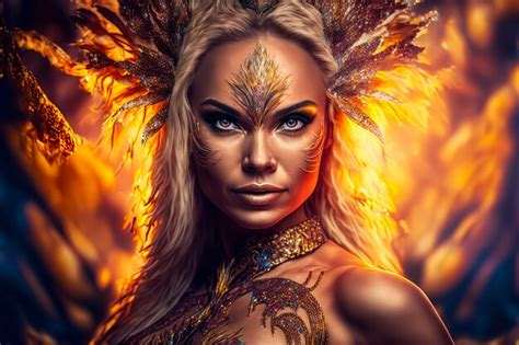 Premium Photo Attractive Blonde Samba Dancer Brazilian Carnival