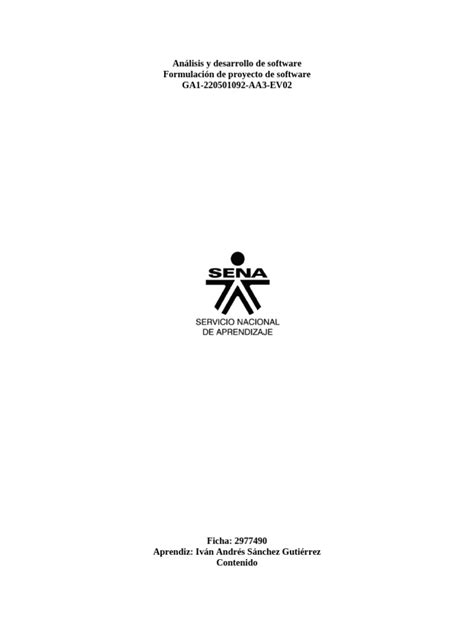 Formulacion De Proyecto De Software Pdf Software Caso De Uso