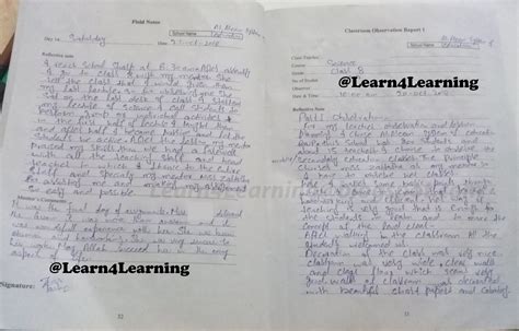 B Ed Teaching Practice I AIOU Course Code 8607 Field Notes