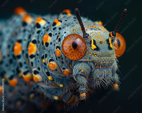 In Macro Photography The Head Of A Beetle Displays Its Armored Exoskeleton And Segmented