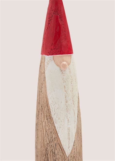Small Wood Effect Christmas Santa 4cm X 4cm X 21cm Matalan
