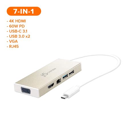 j5create usb c 7 in 1 4k hdmi™ multi port hub with power delivery