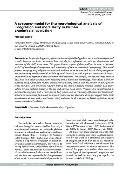 (PDF) A systems-model for the morphological analysis of integration and modularity in human ...