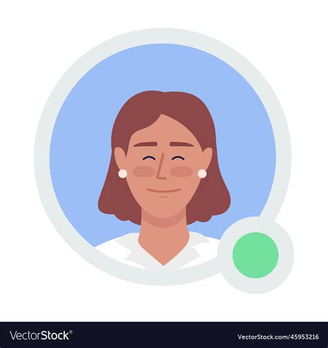 Pleased Woman With Earrings Flat Avatar Icon Vector Image