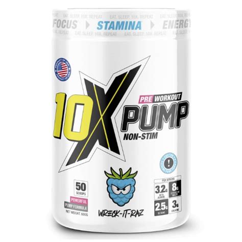 10x Pump Non Stim Pre Workout 600g 10x Athletic