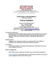 CS101 Syllabus Spring2017 Docx Department Of Mathematics And