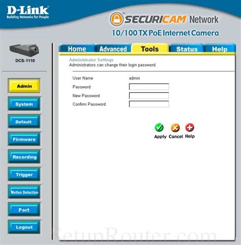 Dlink Dcs 1110 Screenshot Admin Settings
