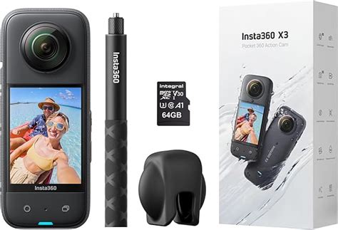 Insta360 X3 360 Degree Action Camera Premium Kit Includes Invisible Selfie Stick Lens Cap