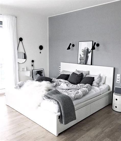 Hint Of Grey White Bedroom Decor Bedroom Makeover Minimalist Bedroom
