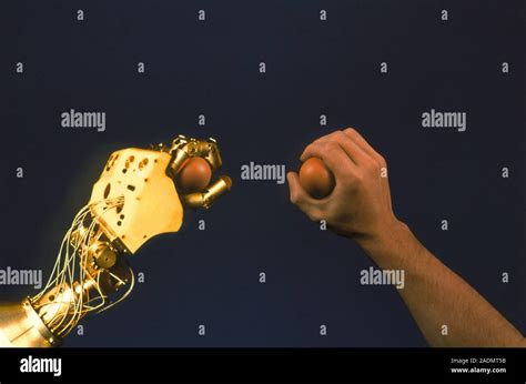 Robot Arm Shape Memory Metal Robot Arm And A Mans Forearm Holding