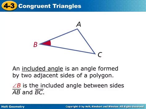 PPT An Included Angle Is An Angle Formed By Two Adjacent Sides Of A