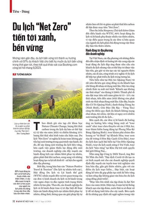 Du lịch “Net Zero” tiến tới xanh, bền vững - Vietnam Economic Times | VnEconomy