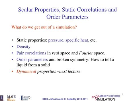 Ppt Scalar Properties Static Correlations And Order Parameters Powerpoint Presentation Id