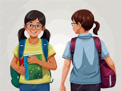 Uma Ilustração De Desenho Animado De Uma Menina Com Um Livro Chamado Uma Menina Vetor Premium